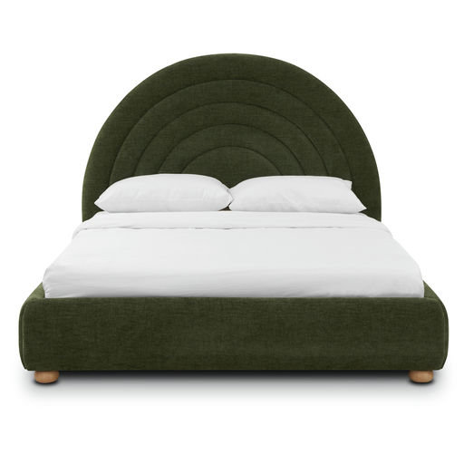 Juno Premium Velvet Queen Bed in Mello Green | AllModern